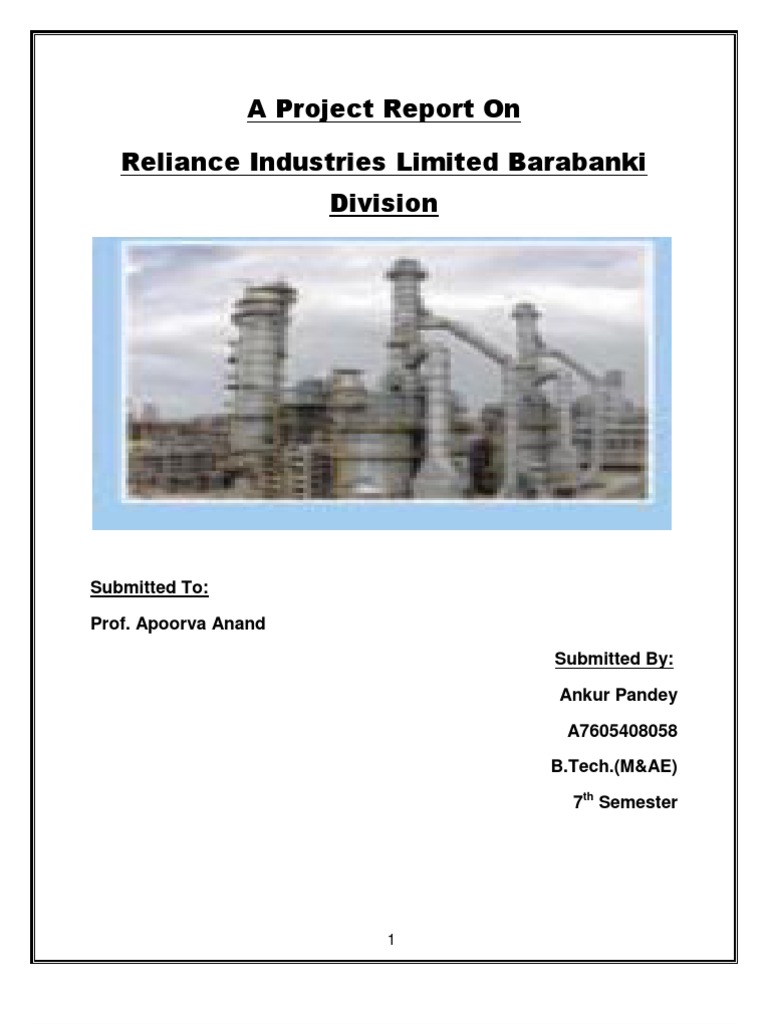A PROJECT On Reliance Industeries | PDF | Industries | Textile And Clothing