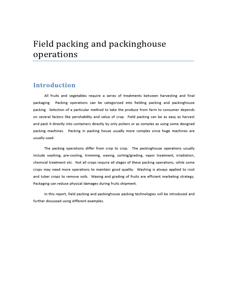 Packing House Operations Overview | PDF | Wax | Vegetables