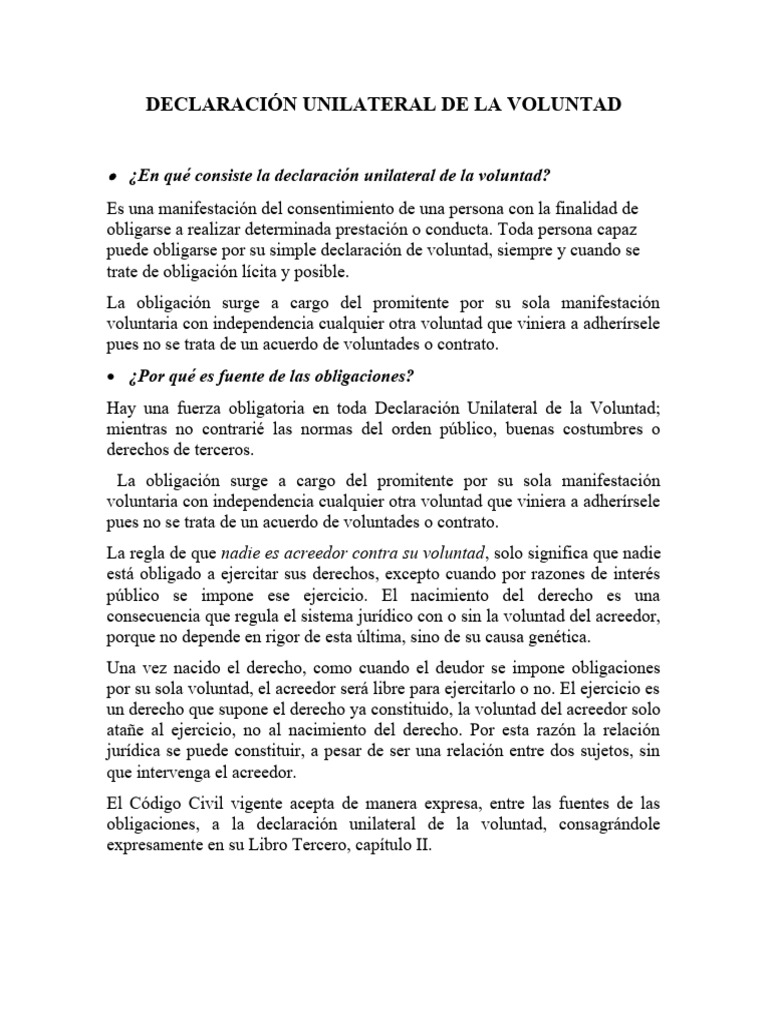 Declaración Unilateral de La Voluntad | PDF | Justicia | Crimen y violencia