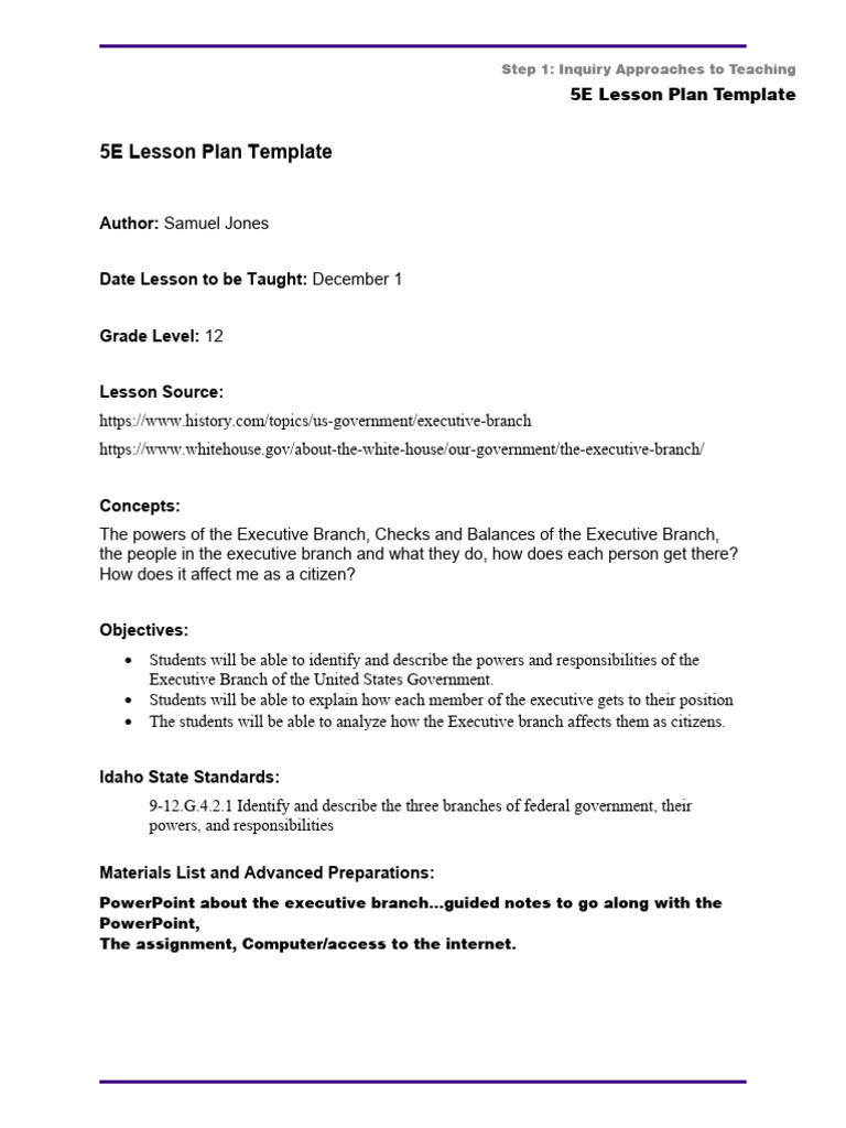 5e Lesson Plans 1 | Download Free PDF | Lesson Plan | Teachers