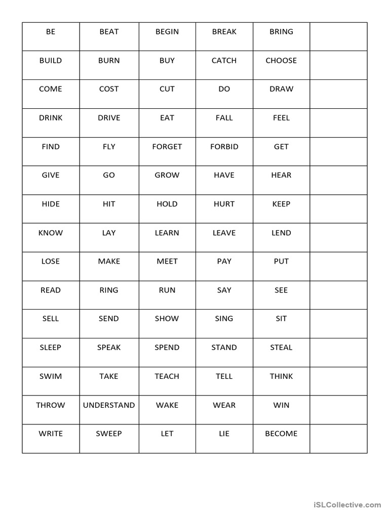 Matching Game - Irregular Verbs | PDF