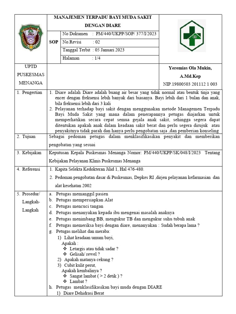 Klasifikasi Diare pada Bayi Muda | PDF