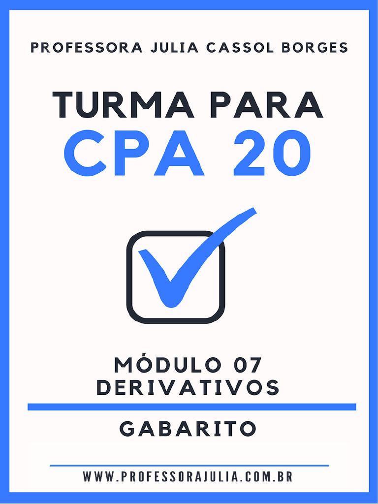 Gabarito Exercicios Módulo 7 - Derivativos | PDF