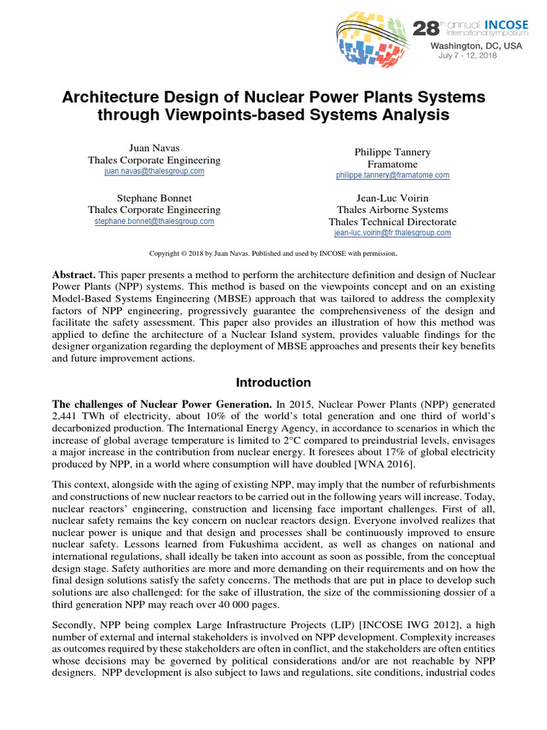 IS2018 Architecture Design of NPP Systems Through Viewpoints Analysis ...