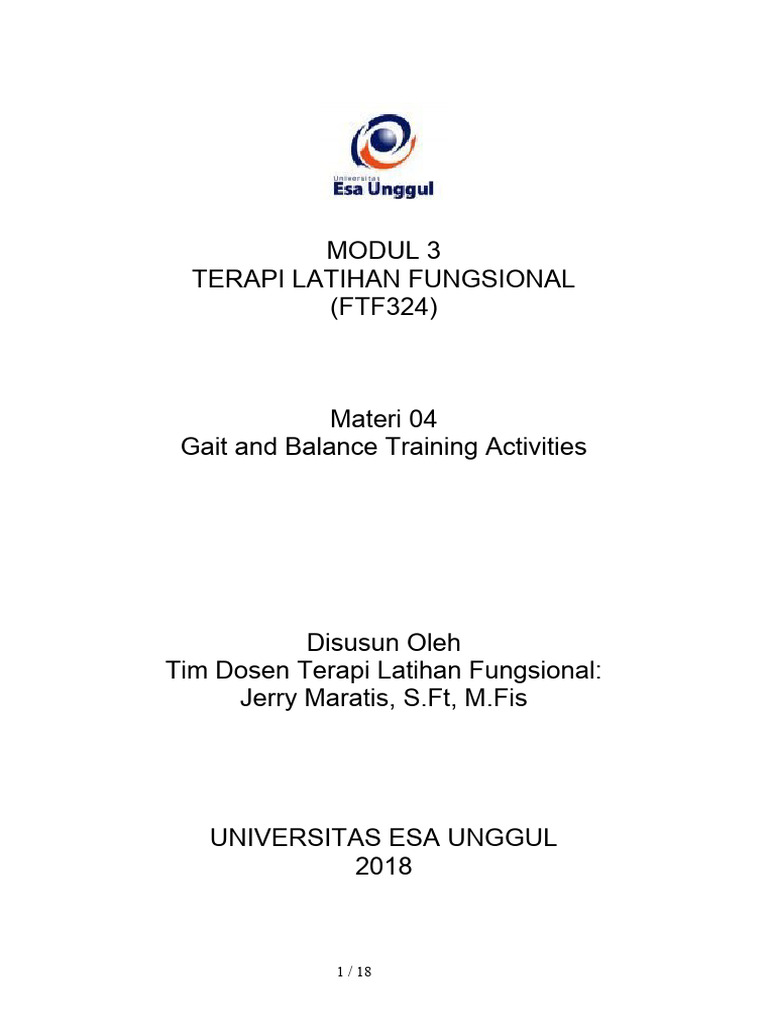 Modul Terapi Latihan Fungsional FTF324 Temu 4 (Gait and Balance ...