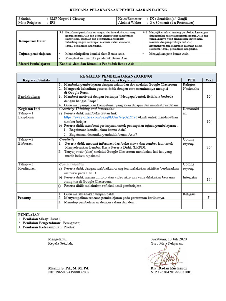 RPP IPS Kelas 9 Ganjil | PDF