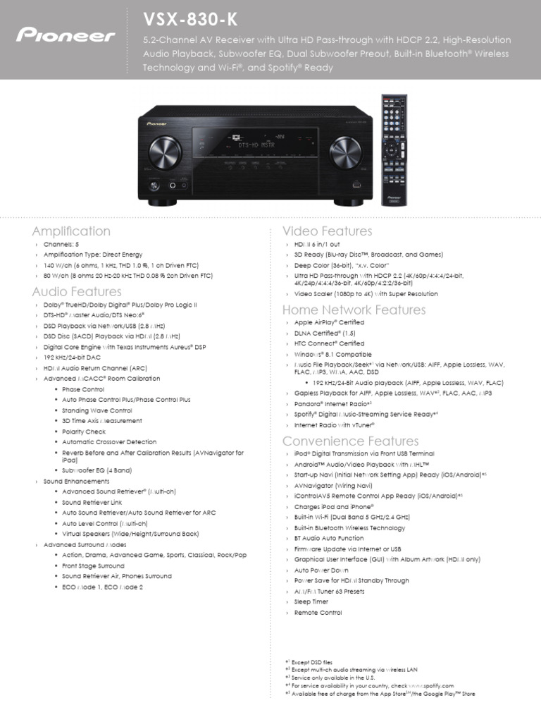 VSX-830-K_Single Sheet_EN | PDF | Hdmi | I Pod