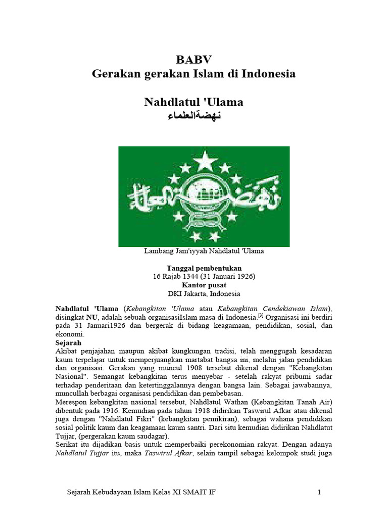 Sejarah dan Struktur NU | PDF | Agama & Spiritualitas
