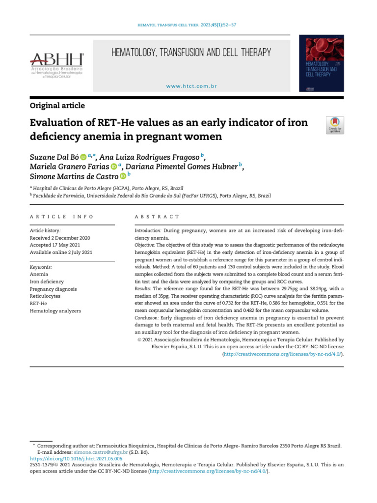 2-Evaluation of RET-He Values As An Early Indicator of Iron | Download ...