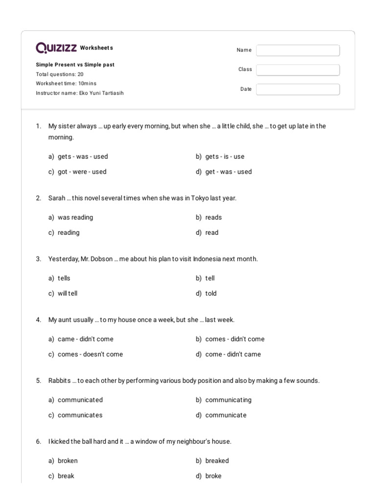 Simple Present Vs Simple Past | PDF
