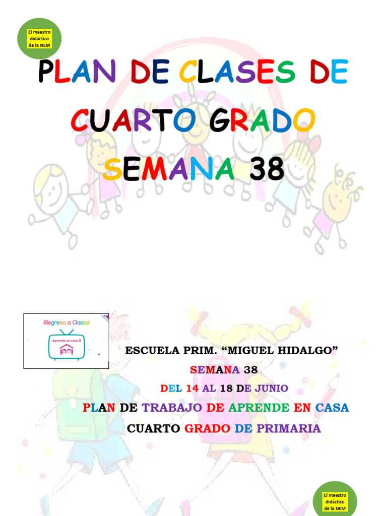 4o PLAN DE TRABAJO SEMANA 38 NEM | PDF | Aprendizaje | México