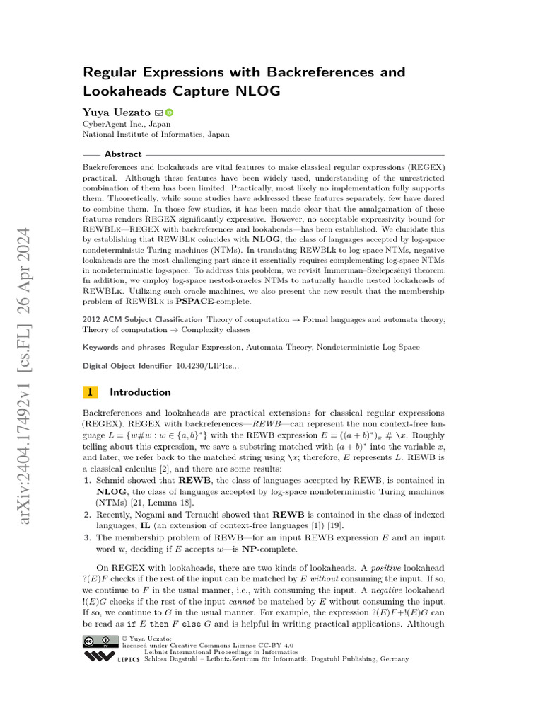 Regular Expressions With Backreferences | PDF | Regular Expression | Mathematical Logic