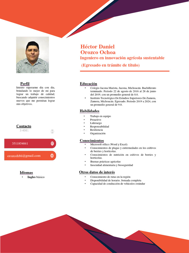 Currículum Héctor Daniel Orozco Ochoa 19-04-2024 | PDF