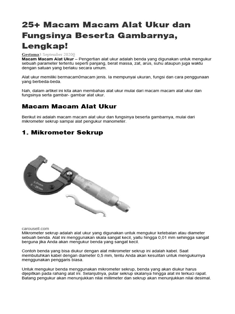 25 Alat Ukur dan Fungsinya Lengkap | PDF | Sains & Matematika ...