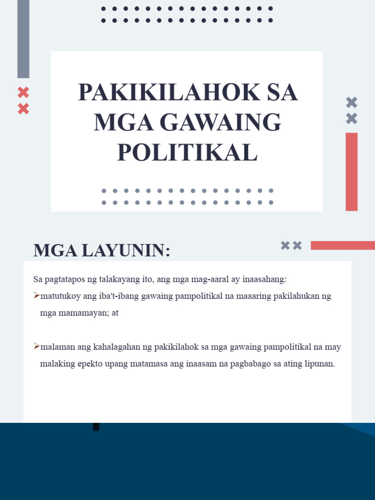 Grade 10 - Pakikilahok Sa Mga Gawaing Politikal | PDF Grade 10 - Pakikilahok Sa Mga Gawaing Politikal | PDF