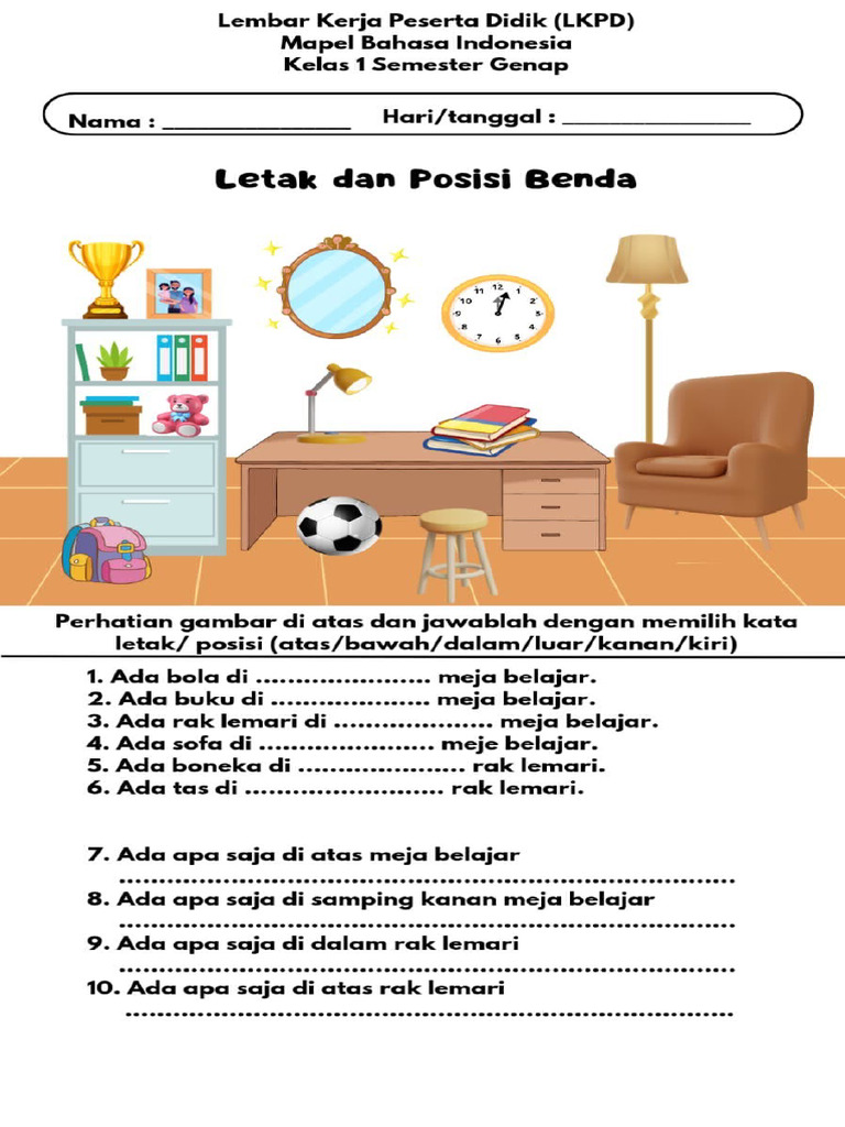 LKPD Letak Dan Posisi Benda Di Sekitar | PDF