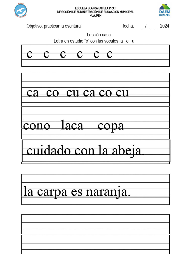 Práctica de Escritura con "C" | PDF