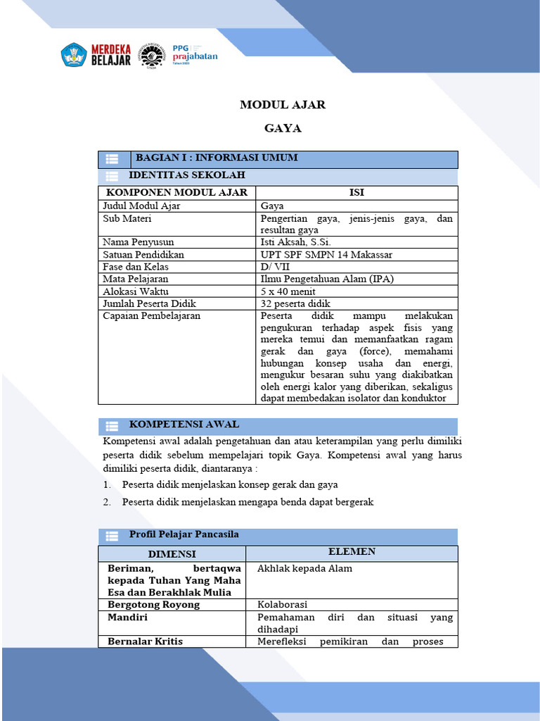 Modul Ajar Gaya | PDF