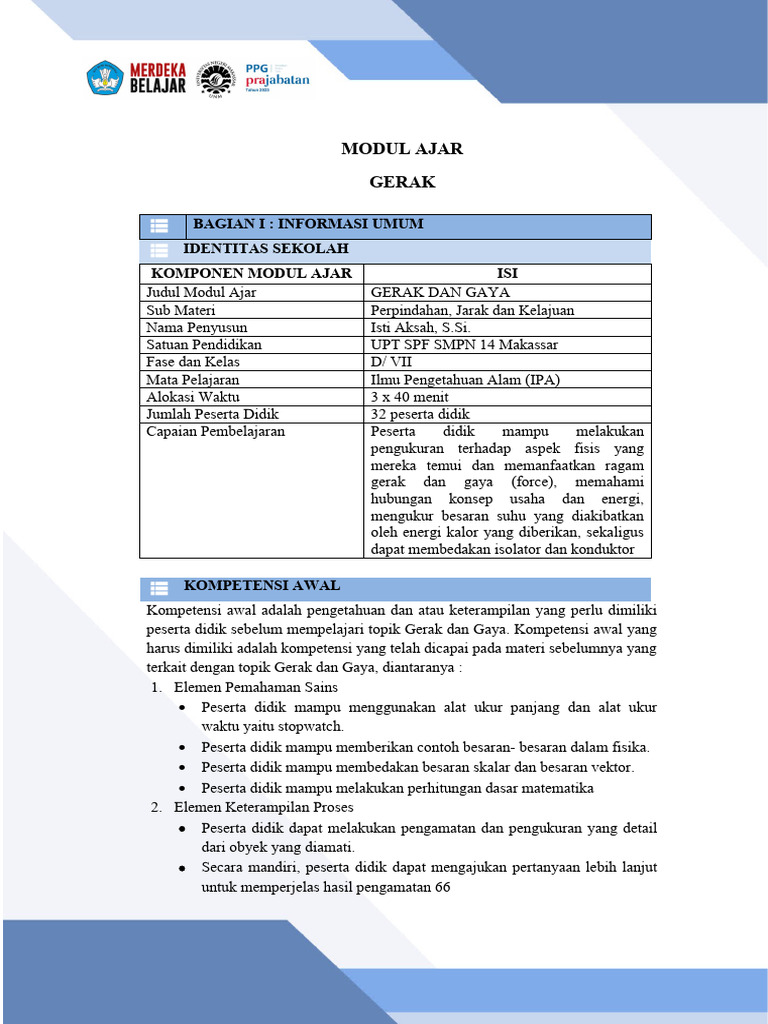 Modul Ajar Gerak | PDF
