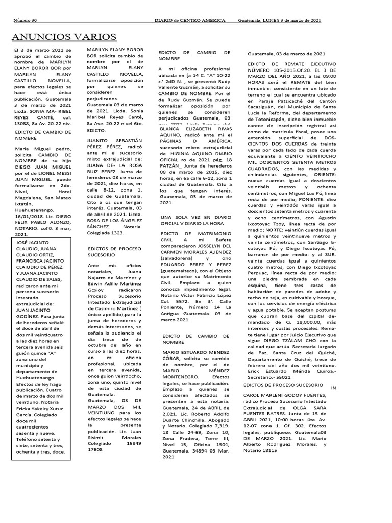 EDICTOS | PDF | Guatemala | Derecho Civil (Common Law)