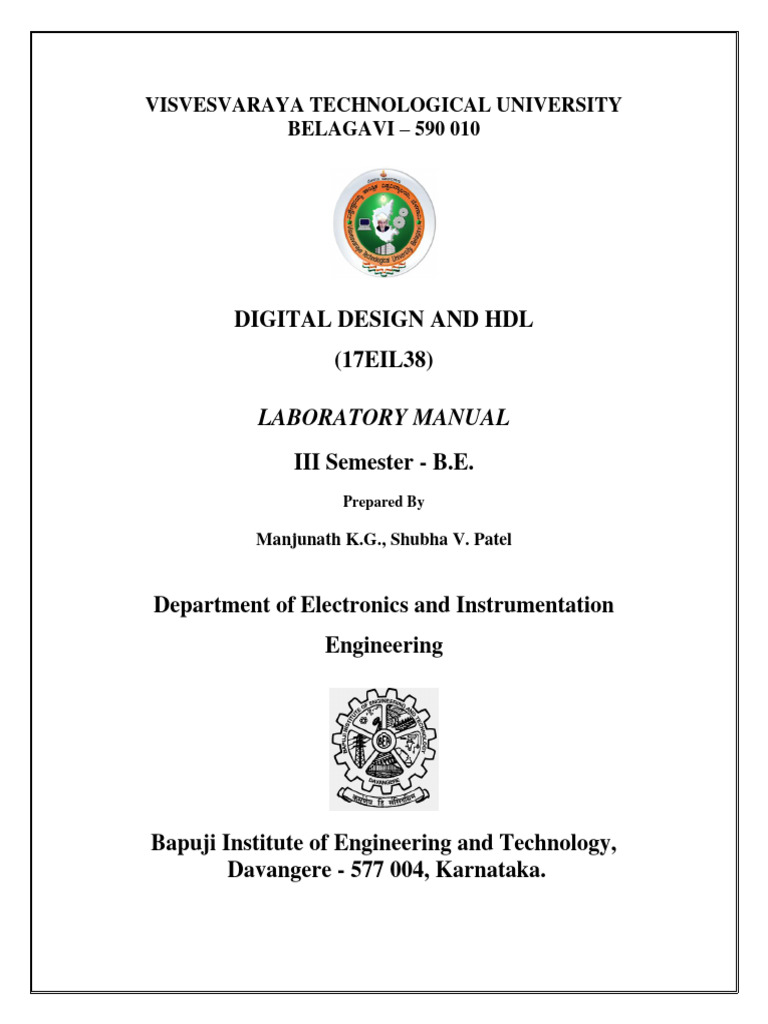 Digital Design Lab Manual: HDL Basics | PDF | Logic Gate | Digital ...