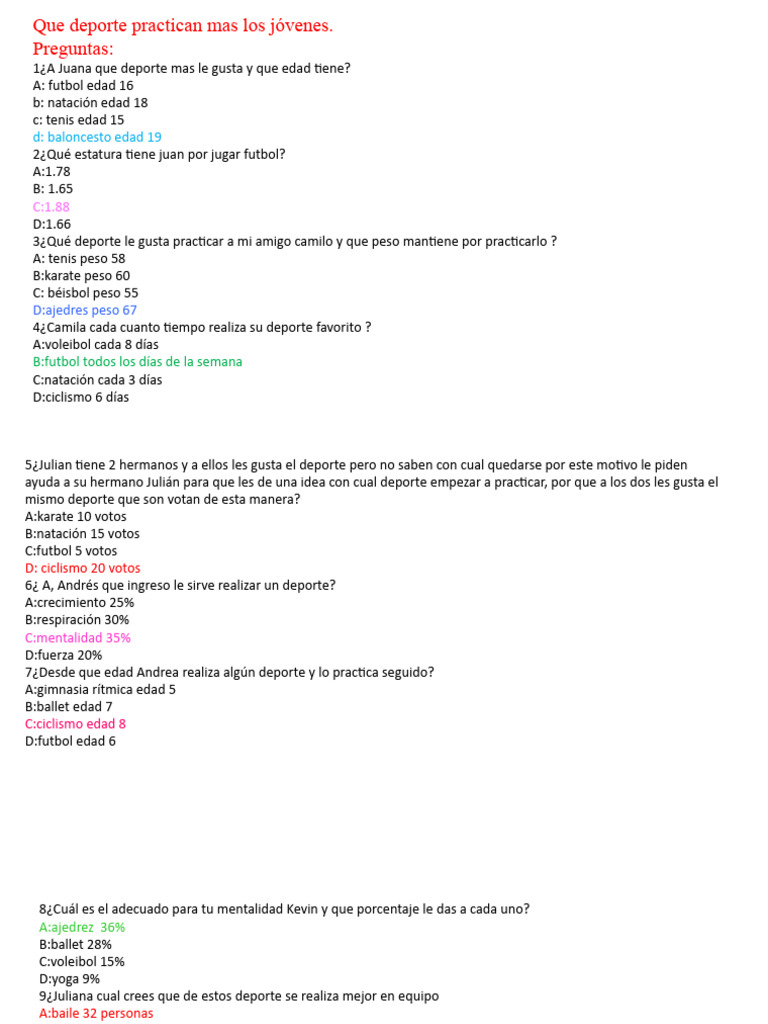 Encuesta Del Deporte Yisela Corredor (Autoguardado) | PDF | Deportes y ...