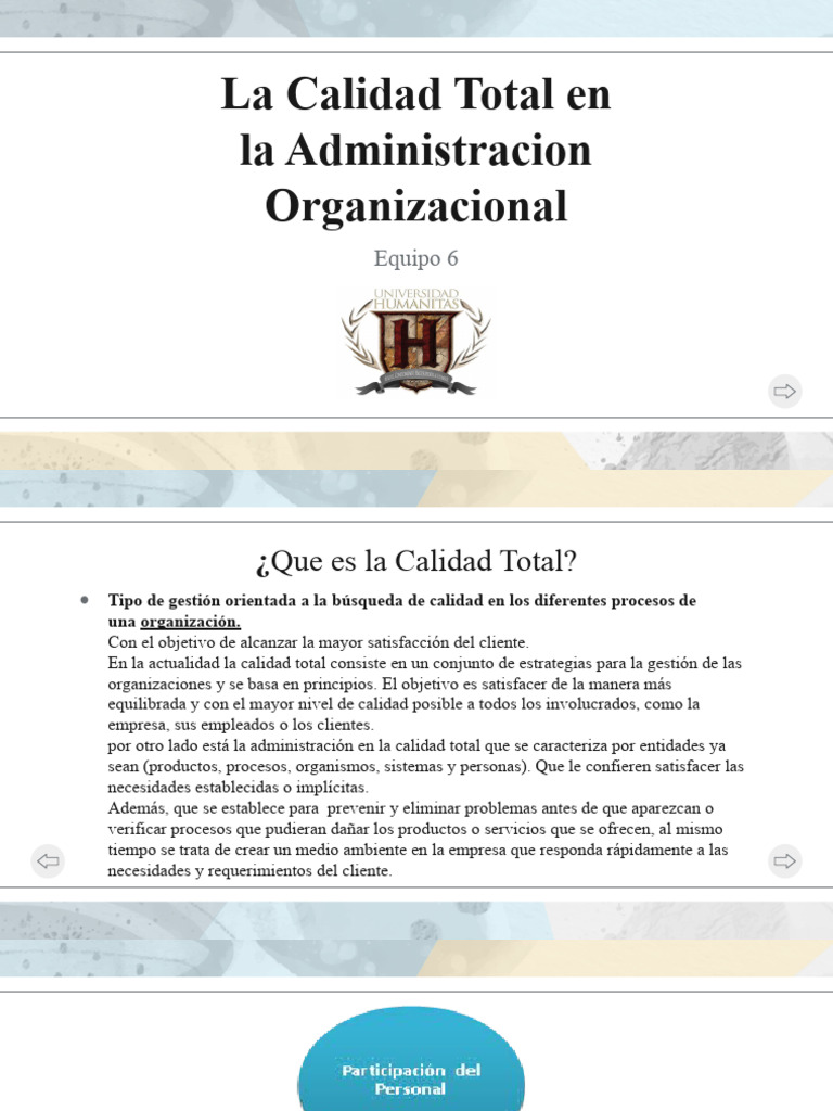 Calidad Total Equipo 6 | PDF | Calidad (comercial) | Business