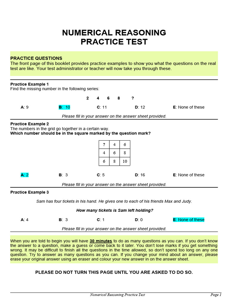 Numerical Reasoning Practice Test | PDF | Ships