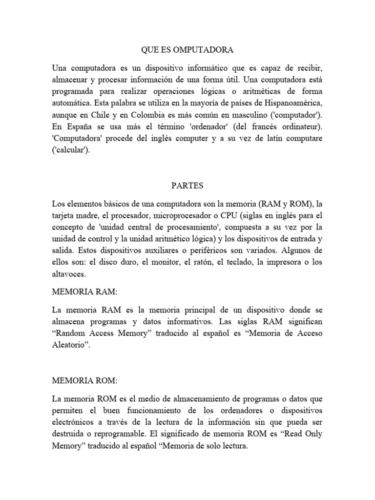 Que Es Omputadora | Descargar gratis PDF | Hardware de la computadora ... Que Es Omputadora | Descargar gratis PDF | Hardware de la computadora ...