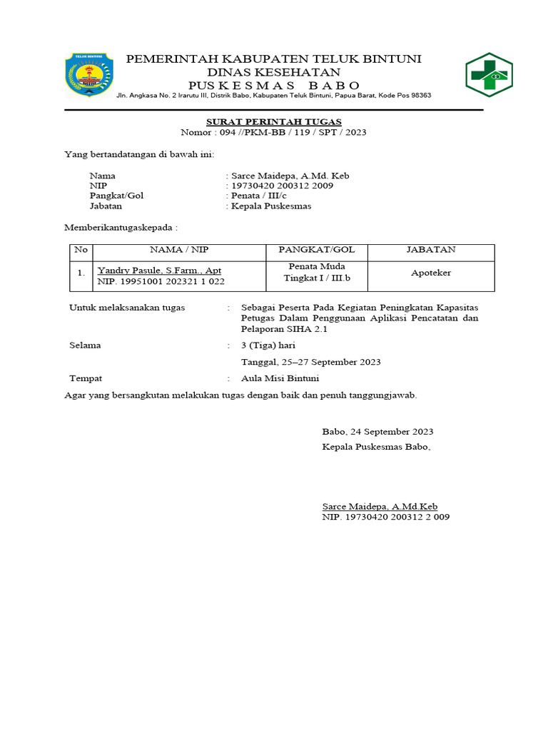 Format SPT Dan SPPD Siha | PDF