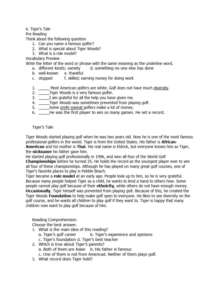 Tiger's Tale | PDF | Tiger Woods