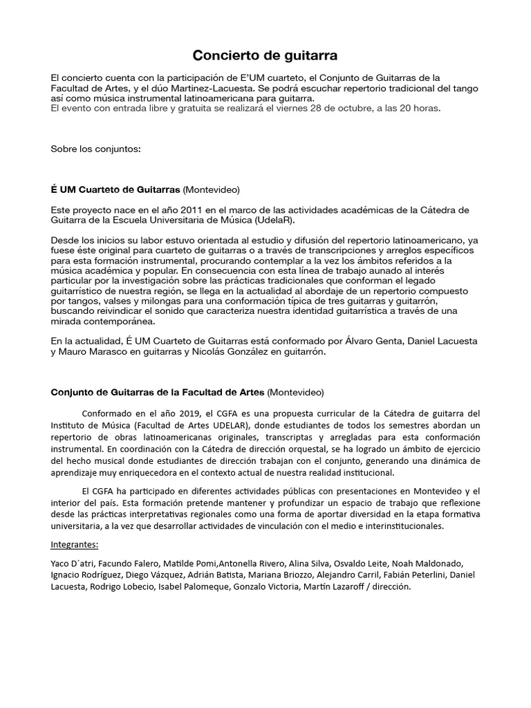 Dossier Concierto 28102022 Teatro Casa de La Cultura | PDF | Musica ...