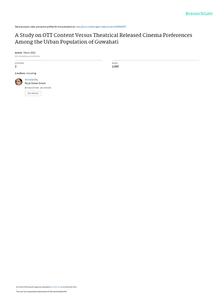 A Study On OTT Content Versus Theatrical Released | PDF | Survey ...