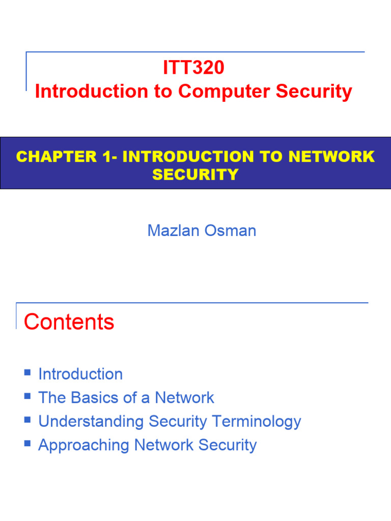 Chapter 01 Introduction To Network Security | PDF | Security Hacker | Computer Security