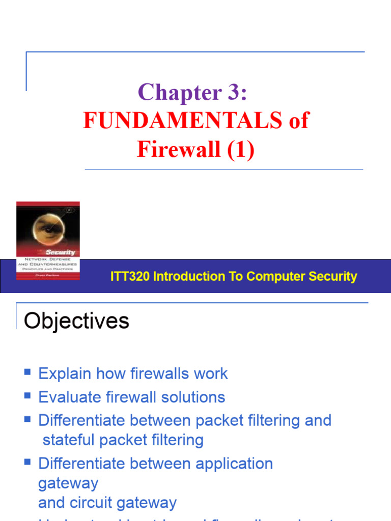 Chapter 03 Fundamentals Of Firewall 1 Pdf Firewall Computing Computer Network