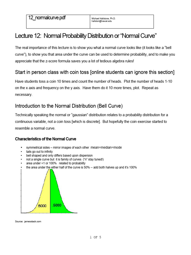 12_normalcurve | PDF | Normal Distribution | Standard Deviation