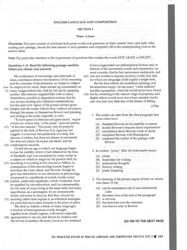AP Language & Composition Test | PDF