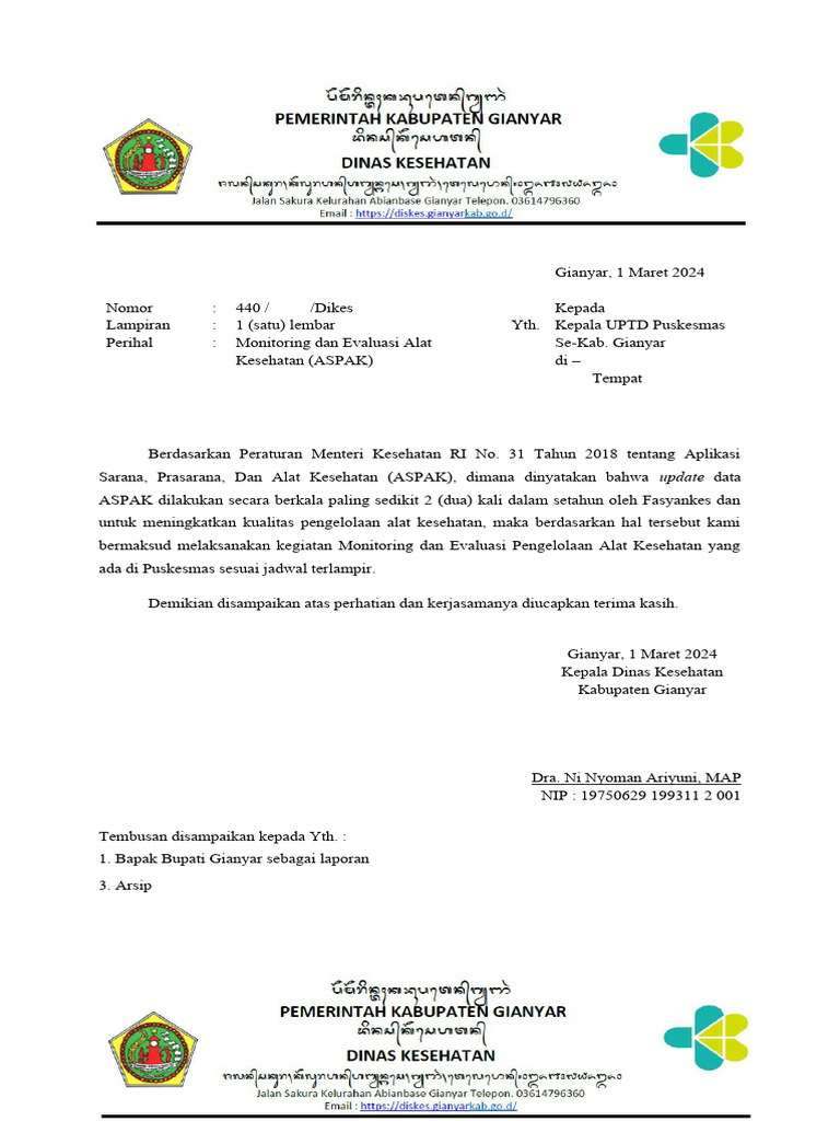 SURAT MONEV ASPAK April 2024 | PDF