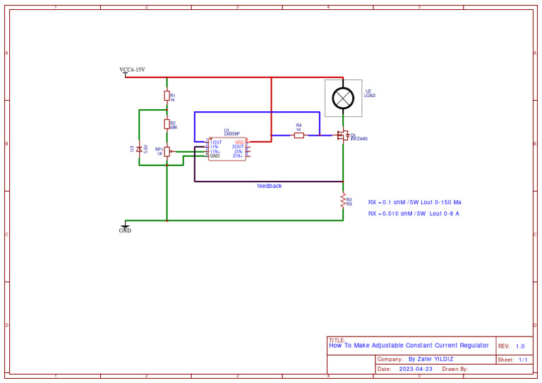 Schematic - How To Make Adjustable Constant Current Regulator - 2023-04-23 | PDF