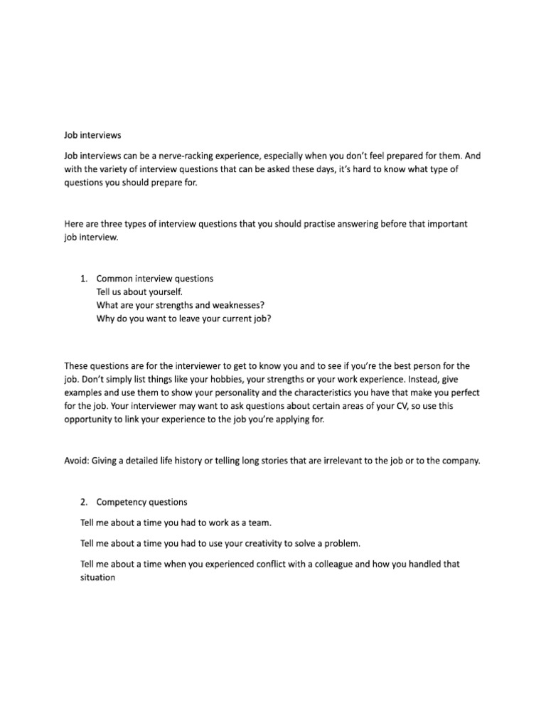 Reading Job Interviews | PDF