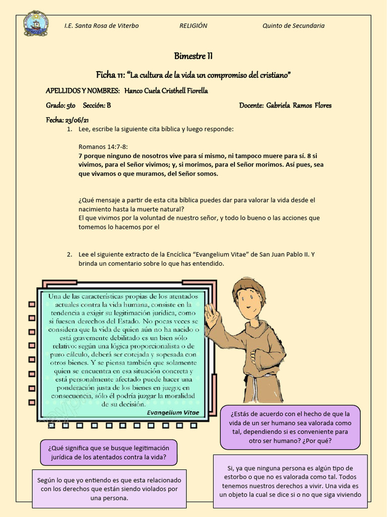 Religion Ficha 11 | PDF | Religión y espiritualidad