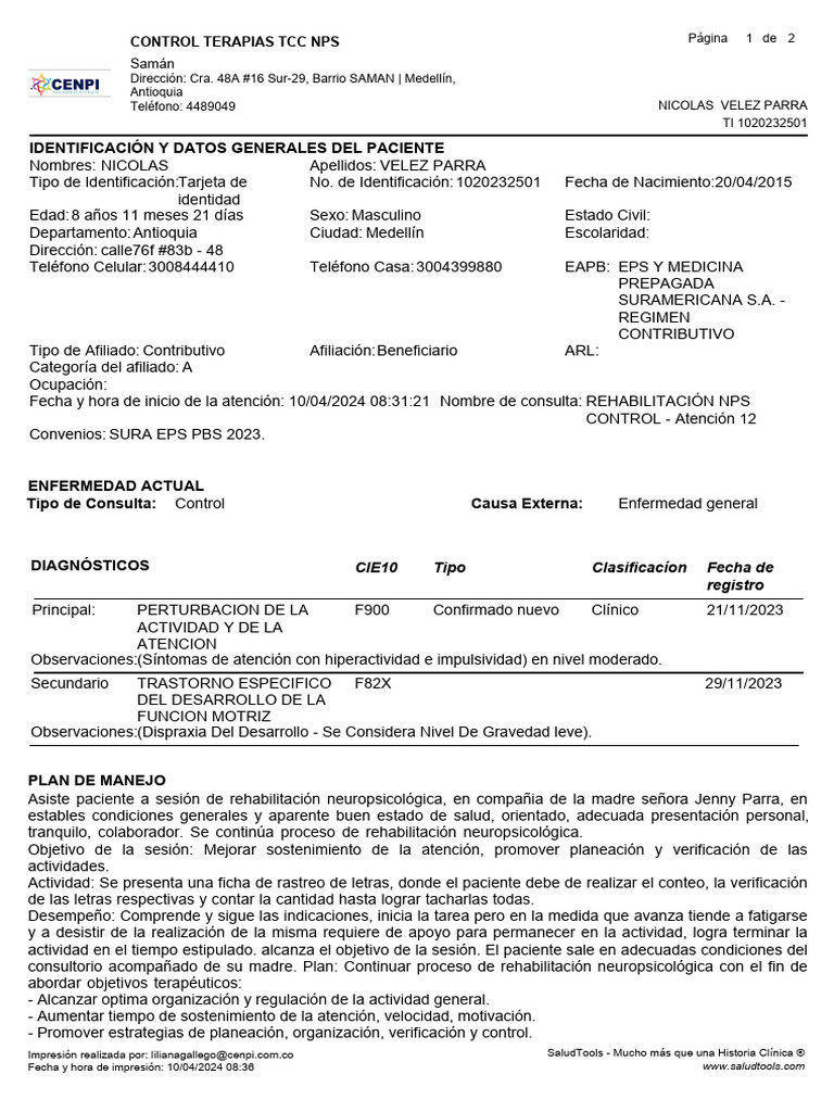 Controlterapiastccnps 20240410 | PDF | Causas de la muerte | Medicina