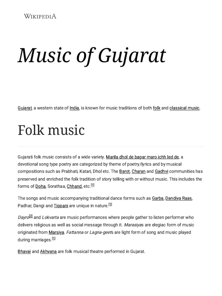 Music of Gujarat - Wikipedia | PDF