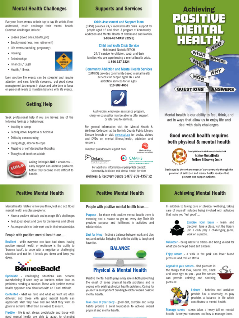 Positive Mental Health Brochure | PDF | Mental Health | Stress (Biology)
