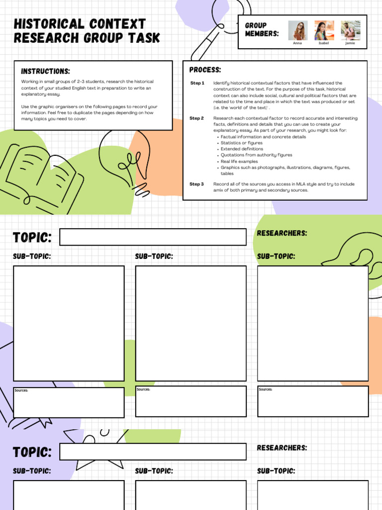 Historical Context Research English Group Work in Colourful Pastel ...