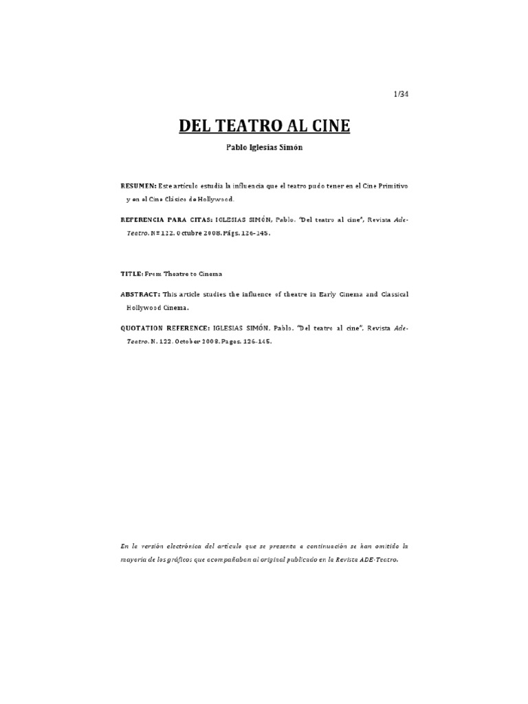 Influencia del Teatro en el Cine | PDF | Teatro | Analogía