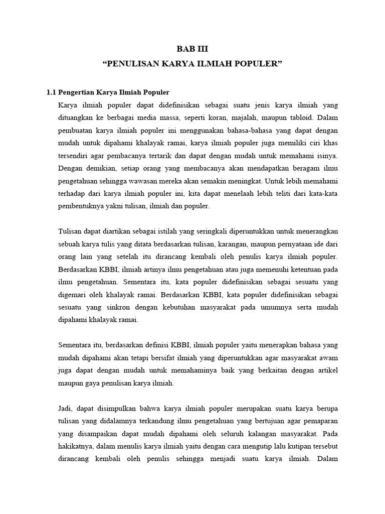 BAB III - Karya Ilmiah Populer | PDF