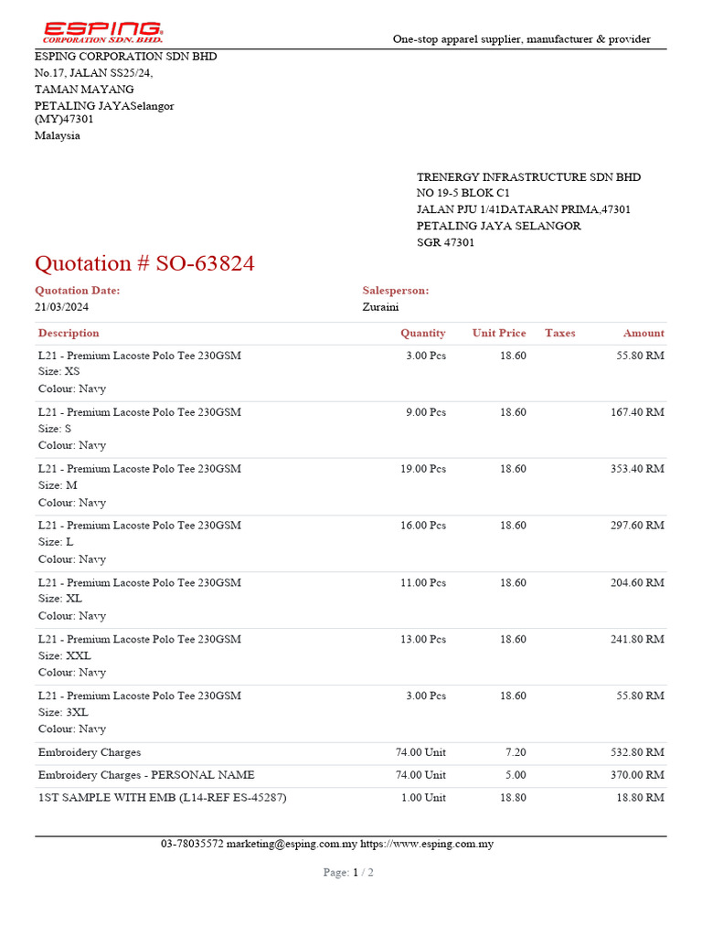 Quotation - SO-63824 | Download Free PDF | Payments