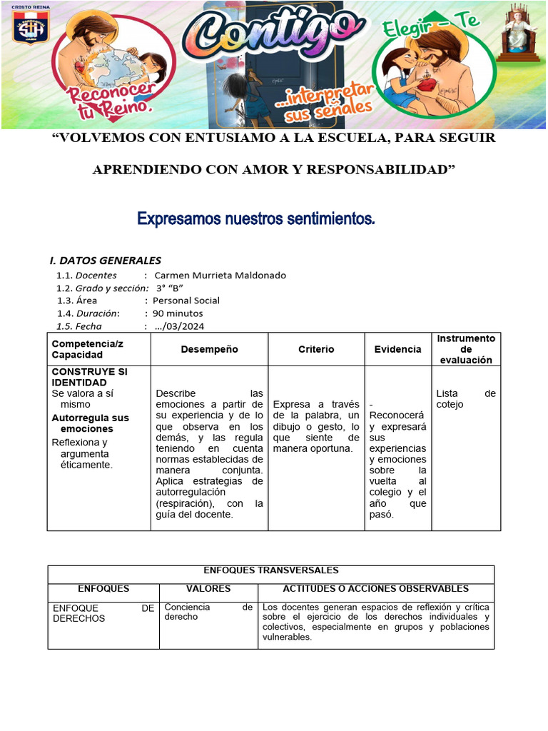 Expresamos Sentimientos-Personal | PDF | Sicología | Conceptos psicologicos