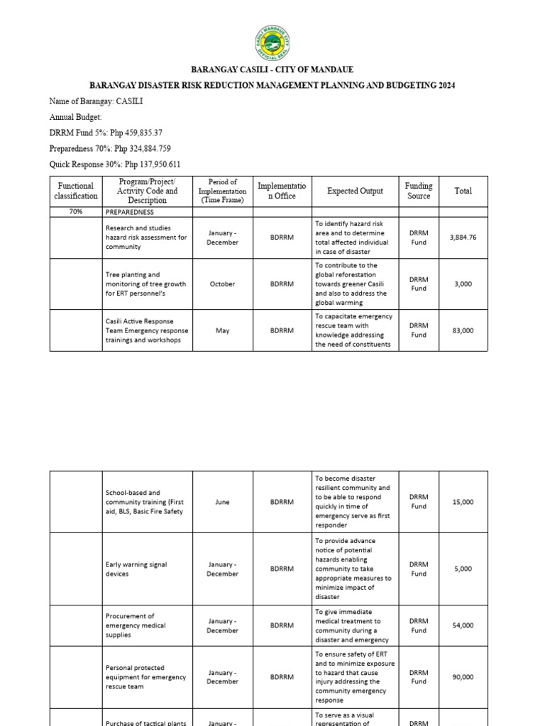 BDRRM Plan | PDF | Emergency Management | Emergency